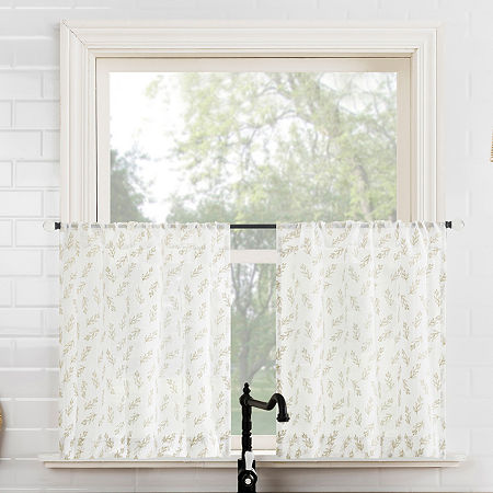 Click here for No. 918 Hollis Floral Leaf Sheer Rod Pocket Kitche... prices