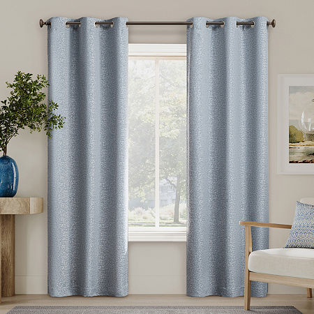 Sun Zero Servana Abstract Magnetic Closure 100 Blackout Grommet Curtain Panel Pair - Light blue