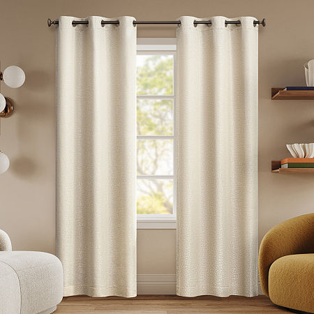 Sun Zero Servana Abstract Magnetic Closure 100 Blackout Grommet Curtain Panel Pair - Natural