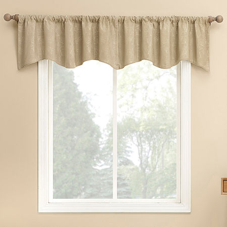 Bronte Floral Jacquard 100 Blackout Rod Pocket Curtain Valance - Beige