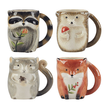 Certified International Woodland Critters 3-d Mugs  Set of 4 - Micscellan