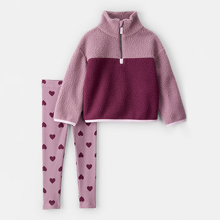 Click here for Carters Sherpa Heart Quarter Zip Toddler Girls 2-p... prices