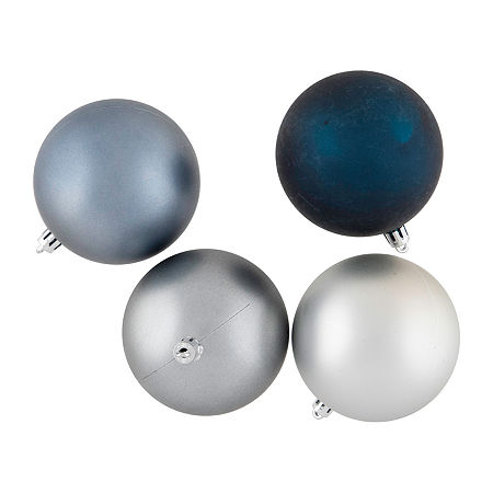 Northlight 32ct Sapphire Blue/Denim/Silver/Pewter Gray Shatterproof Christmas Ball Ornaments 3.25 - Multi