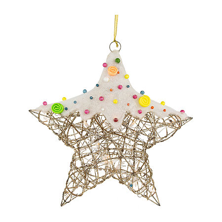 Click here for 17 Lighted Champagne Gold Candy Covered Star Chris... prices