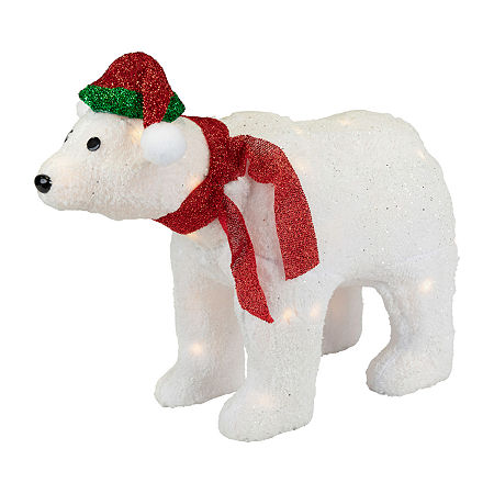 Click here for 23 Pre-Lit White Glittered Polar Bear Outdoor Chri... prices