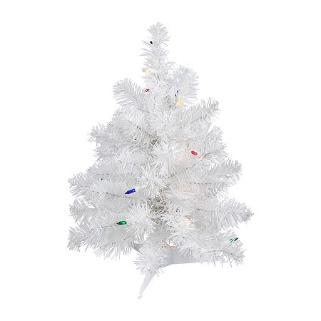 Northlight 18 Pre-Lit Snow White Artificial Christmas Tree - Multi-Color Lights - White