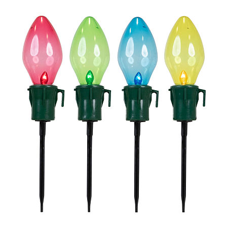 Northlight Lighted Jumbo Bulb Christmas Pathway Marker Lawn Stakes - Multi