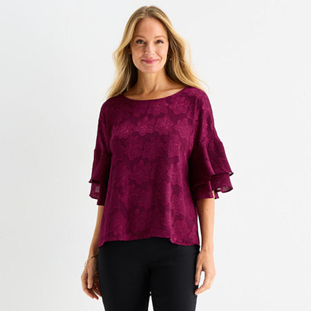 Click here for Liz Claiborne Womens Round Neck Short Sleeve Blous... prices