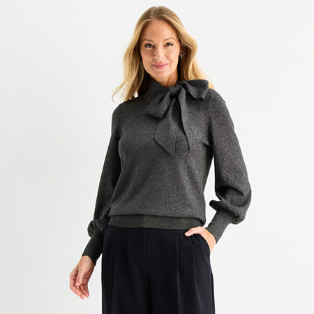 Click here for Liz Claiborne Womens Split Tie Neck Long Sleeve Pu... prices