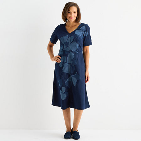 Click here for Liz Claiborne Womens Short Sleeve Midi Floral A-Li... prices