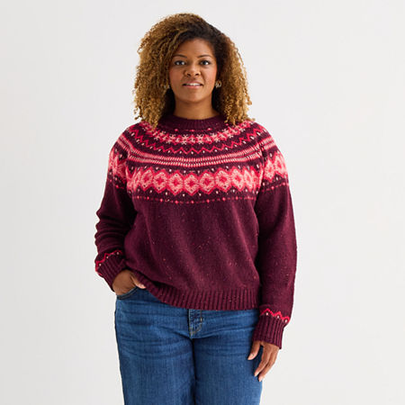 Click here for St. Johns Bay Plus Womens Mock Neck Long Sleeve Pu... prices