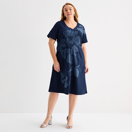 Click here for Liz Claiborne Womens Plus Short Sleeve Midi Floral... prices