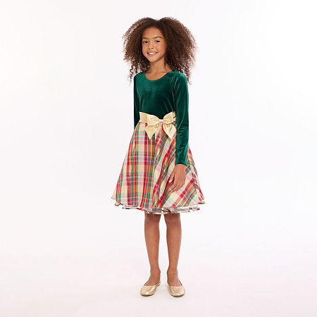 Click here for Bonnie Jean Big Kid Girls Long Sleeve Velvet Fit +... prices