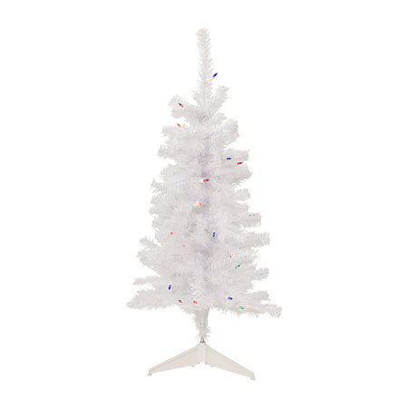 Northlight Woodbury White Slim Artificial Multi Lights 3 Foot Pre-Lit Pine Christmas Tree  One Size  White