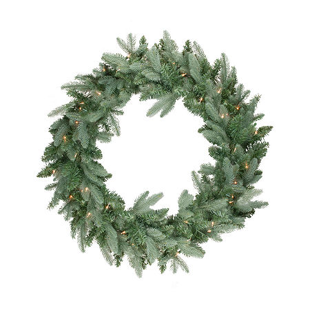 Pre-Lit Washington Frasier Fir Artificial Christmas Wreath - 24-Inch Clear Lights  One Size  Green