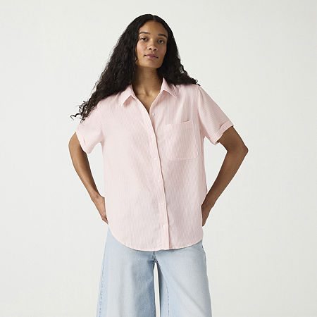 Click here for Levis Womens Short Sleeve Camp Shirt  Medium  Whit... prices