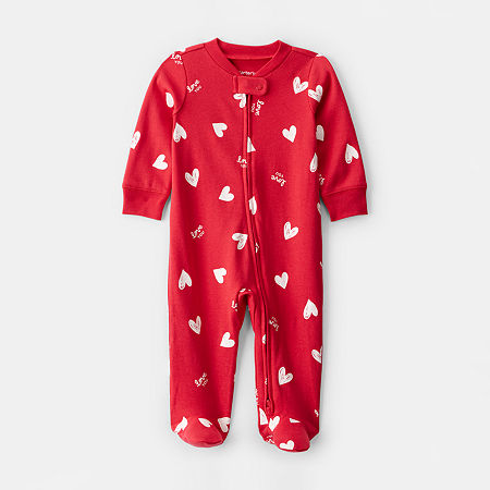 Carters Baby Boys or Baby Girls Heart Print Snug Fit Sleep and Play Pajama - Red