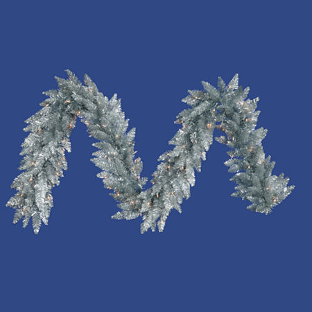 Click here for Vickerman 9 Silver Christmas Garland Unlit  One Si... prices