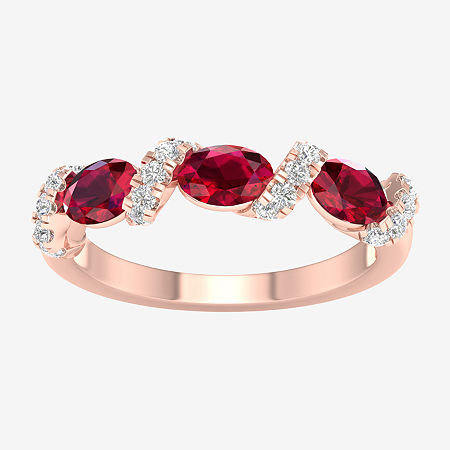 Click here for Womens 2MM Lead Glass-Filled Red Ruby 10K Rose Gol... prices