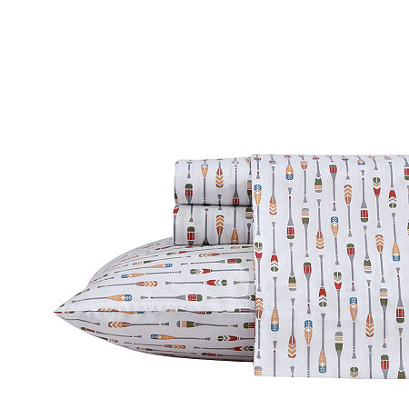 Eddie Bauer Printed 100 Cotton Percale 3-Pc. Sheet Set  Twin - Canoe Lake Paddle