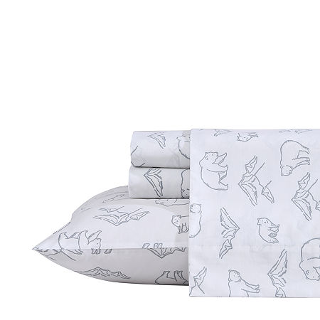 Eddie Bauer Printed 100 Cotton Percale 4-Pc. Sheet Set  King - Smokey Bear Camp