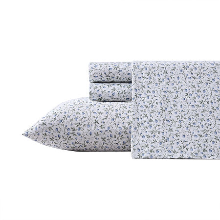 Closeout! Laura Ashley 300 Thread Count Cotton Sateen 4-Pc. Sheet Set  Queen - Bramble Vine