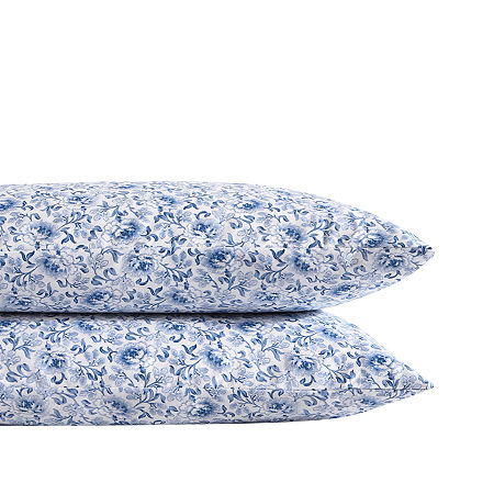 Closeout! Laura Ashley 300 Thread Count Cotton Sateen Pillowcase Pair  Standard - Loreli