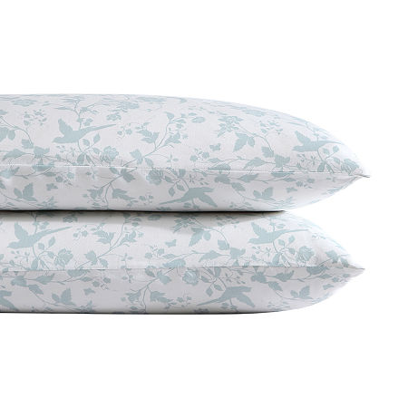 Closeout! Laura Ashley 300 Thread Count Cotton Sateen Pillowcase Pair  Standard - Garden Palace