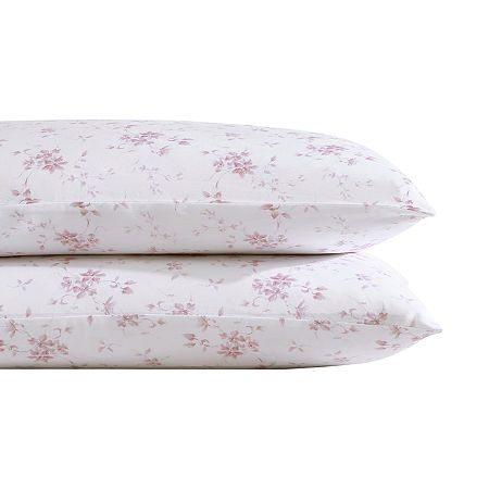 Closeout! Laura Ashley 300 Thread Count Cotton Sateen Pillowcase Pair  Standard - Tea Rose