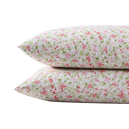 Laura Ashley Cotton Percale Pillowcase Pair  Standard - Norella Pink