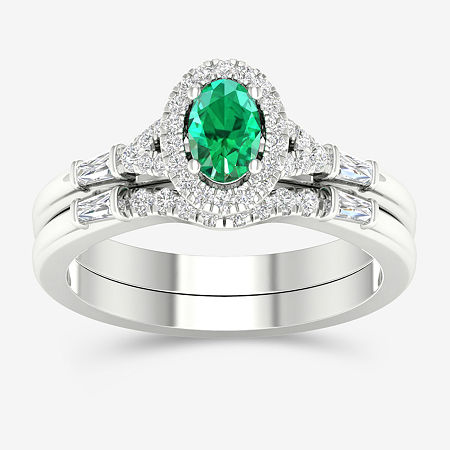 Click here for Modern Bride Gemstone and 1/3 CT. T.W. Diamond Ova... prices
