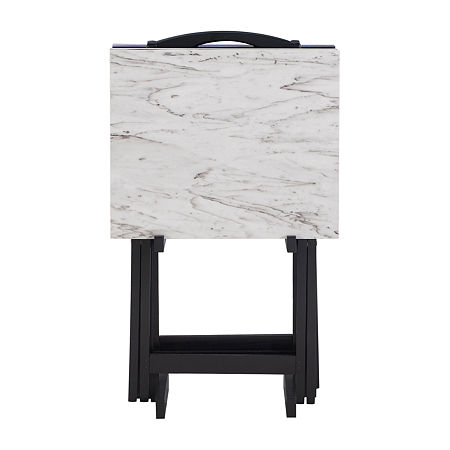 Click here for Breckenham Faux Marble 5-pc. TV Tray Table  One Si... prices
