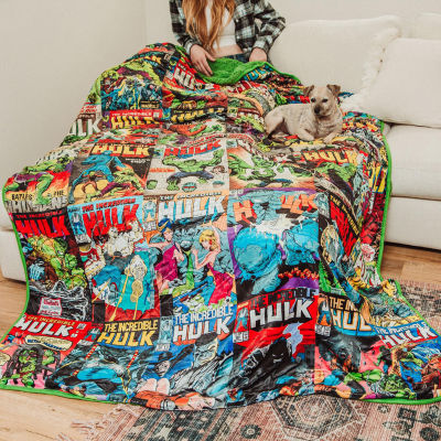 Marvel Hulk Oversized Comic Book Fleece Unisex Throw Blanket, Color ...