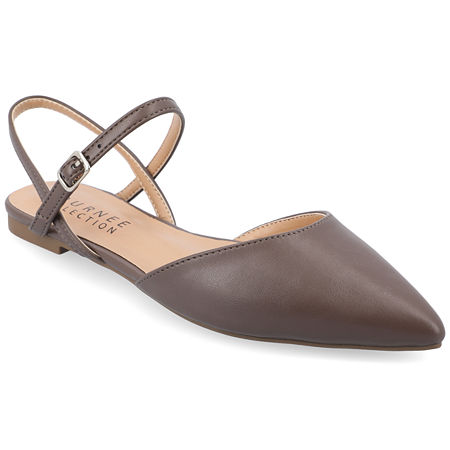 Journee Collection Womens Martine Strappy Pointed Toe Flats - Truffle