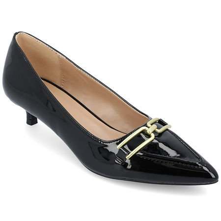 Journee Collection Womens Rumi Pointed Toe Kitten Heel Pumps - Black