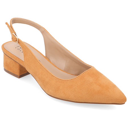 Journee Collection Womens Sylvia Block Heel Slingback Pumps - Tan