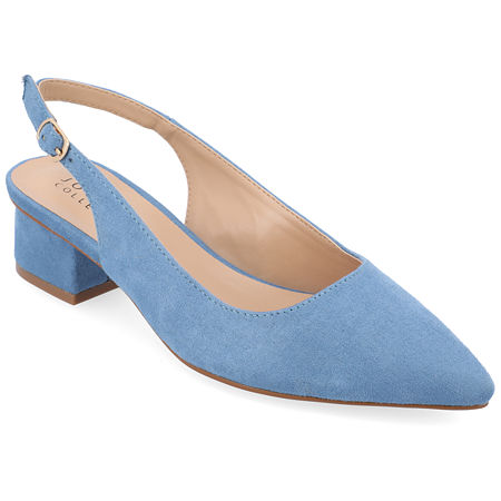 Journee Collection Womens Sylvia Block Heel Slingback Pumps - Blue