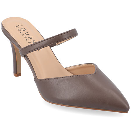Journee Collection Womens Yvon Pointed Toe Slip On Pumps - Truffle