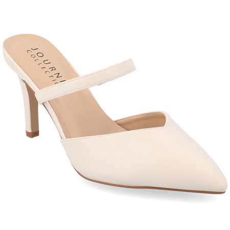 Journee Collection Womens Yvon Pointed Toe Slip On Pumps - Porcelain