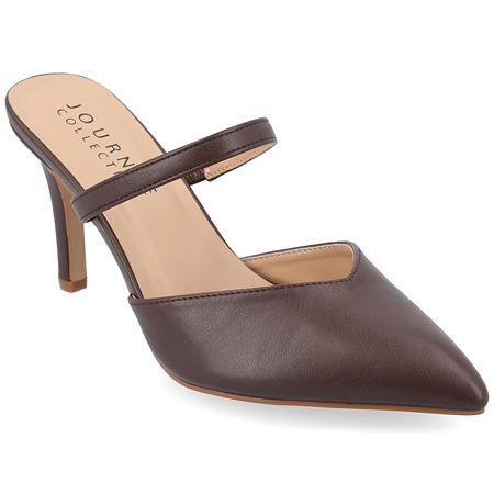 Journee Collection Womens Yvon Pointed Toe Slip On Pumps - Mahogany