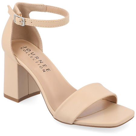 Journee Collection Womens Valenncia Ankle Strap Sandals - Shell
