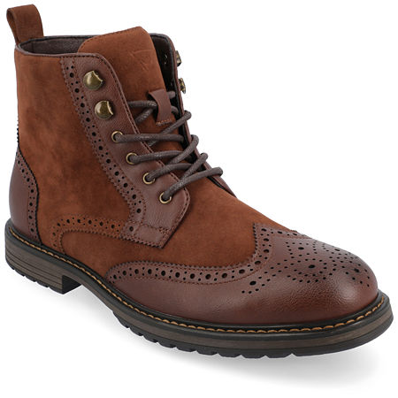 Vance Co. Mens Virgil Tru Comfort Foam Wingtip Lace-Up Ankle Boots - Brown