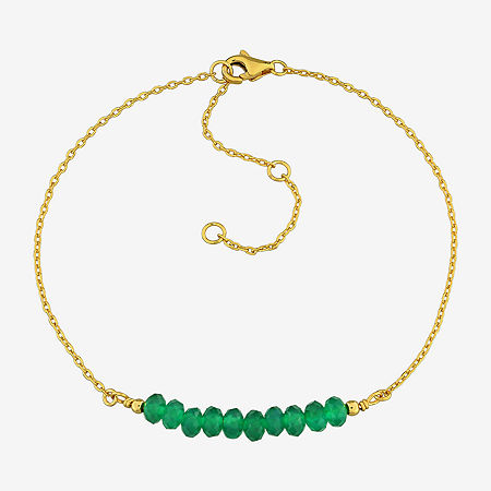 Click here for Womens Genuine Green Onyx 18K Gold Over Silver Bea... prices