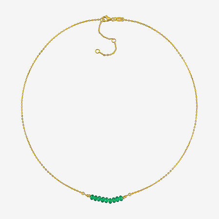 Click here for Womens Green Onyx 18K Gold Over Silver 16 1/2 Inch... prices