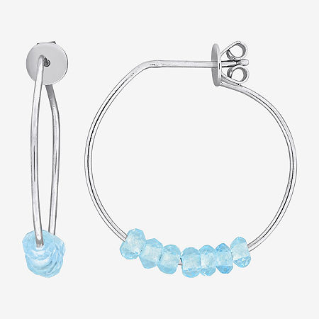 Click here for Womens Genuine Blue Topaz Sterling Silver 26mm Hoo... prices