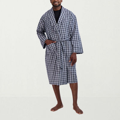 Hanes Mens Big and Tall Long Sleeve Knee Length Robe, Color: Black Gray ...
