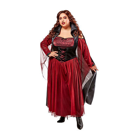 Click here for Womens Plus Sized Vampiress 2-pc. Costume  1x  Red prices