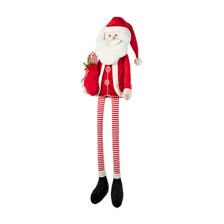 Glitzhome 60 Christmas Oversized Fabric Santa with Dangle Legs - Multi