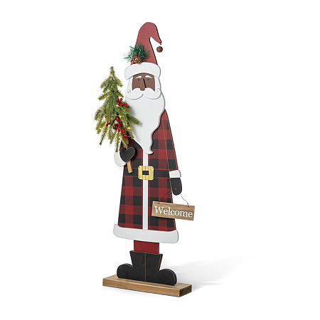 Glitzhome 35.75 Lighted Wooden Africa Santa Porch Decor - Multi