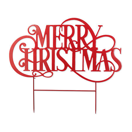 Glitzhome 36 Metal Oversized Christmas Merry Christmas Yard Stake - Multi